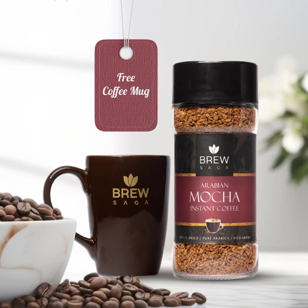 Arabian Mocha 100 gram + Free Premium Mug Combo – Brewsaga Coffee